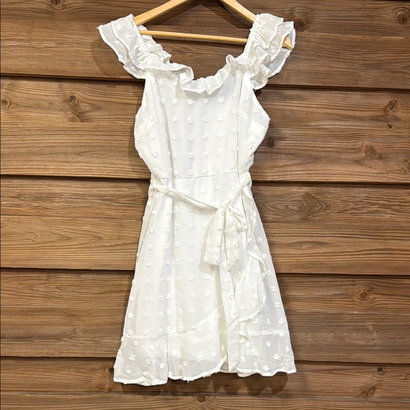 ANDREE BY UNIT | Dresses | Andree By Unit Faux Wrap Swiss Dot Dress ...